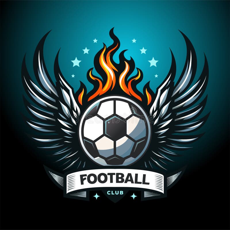 Football Logo, Ball with Wings and Flame Element Stock Vector ...