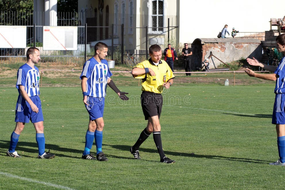 Football Match. Breach of the Rules Editorial Image - Image of referee ...