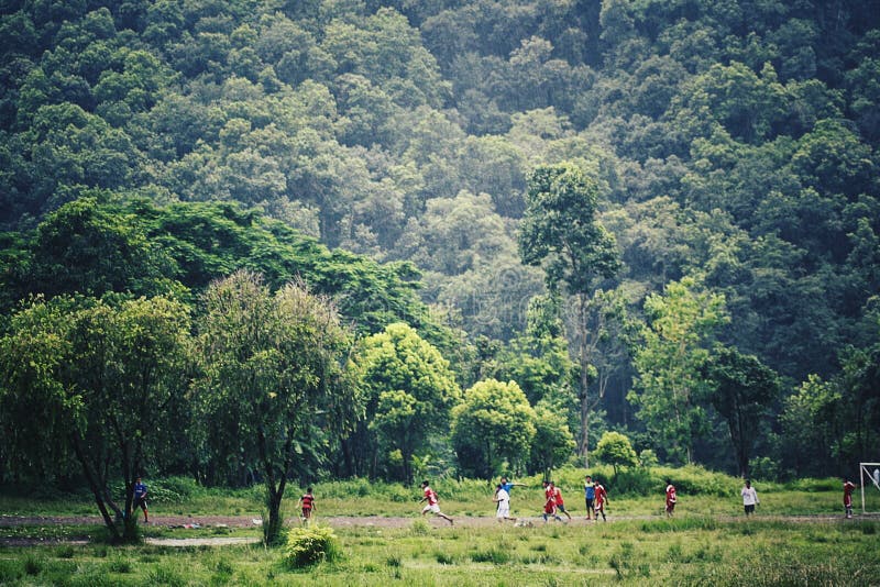 Football in nature stock image. Image of pokhara, nepal - 99340921