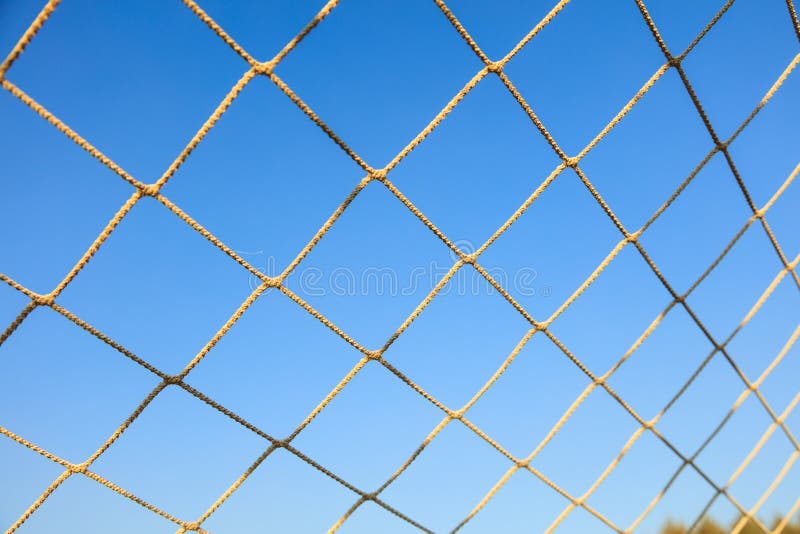 Football Net on Blue Sky Background Stock Image - Image of close ...