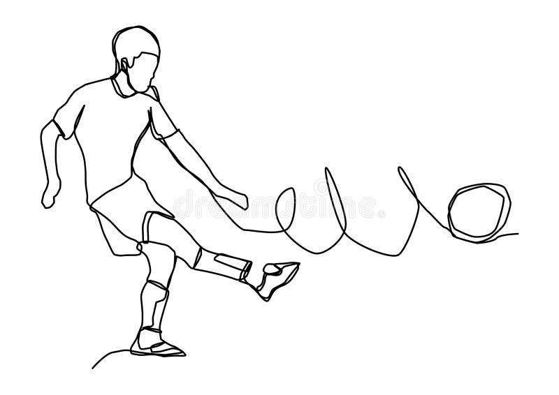 Football. One Line Drawing. One-line Art Stock Illustration ...