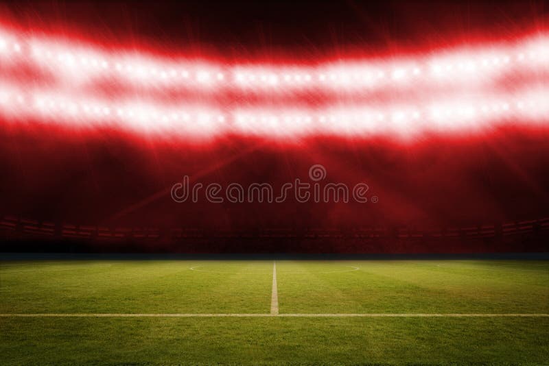 Football Pitch Under Red Lights Stock Illustration - Illustration of ...