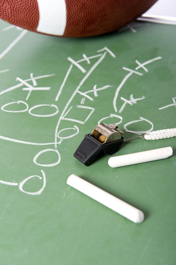 Football Play Diagram on Chalkboard Stock Image - Image of coaching ...