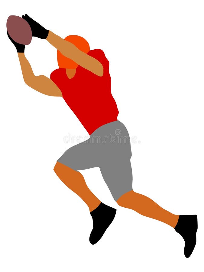 American Football Wide Receiver Catching Ball Cartoon Stock Vector ...