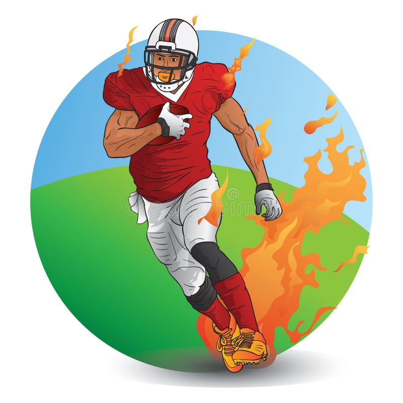 Football Player on Fire. Vector Illustration Decorative Design Stock ...