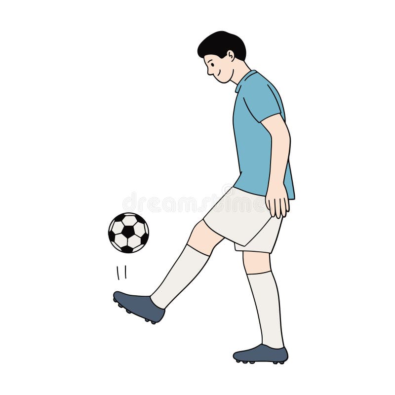 Football Player Bouncing Ball on Leg Stock Vector - Illustration of ...