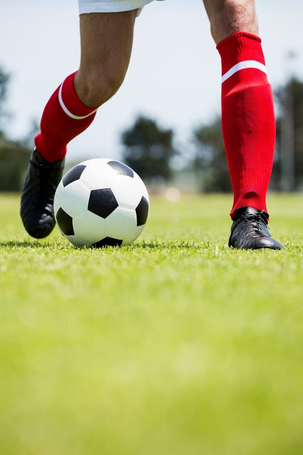 Football Player Practicing Soccer Stock Image - Image of athletic ...