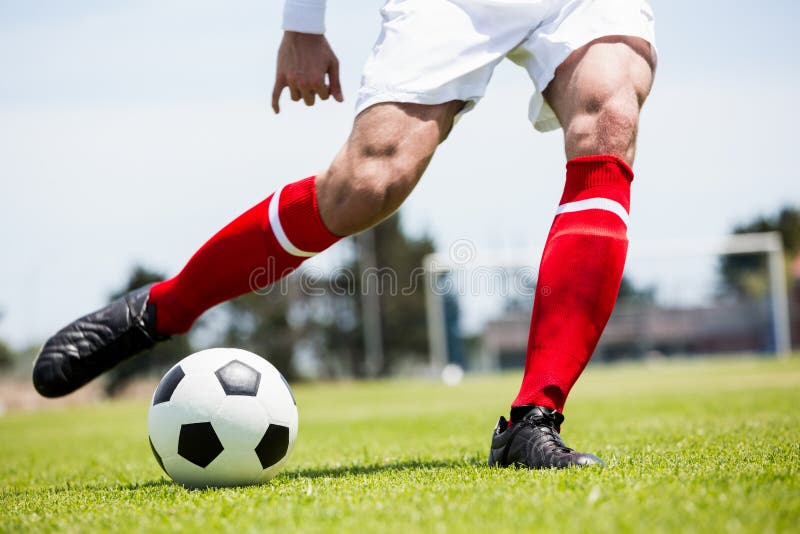 Football Player Practicing Soccer Stock Photo - Image of concentration ...