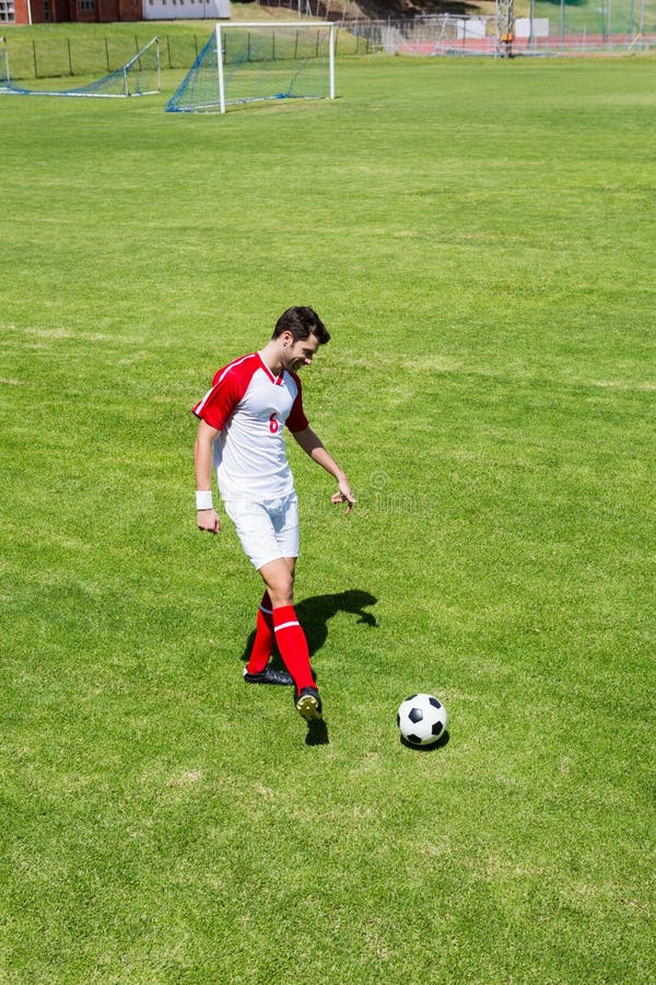 Football Player Practicing Soccer Stock Image - Image of male, focused ...