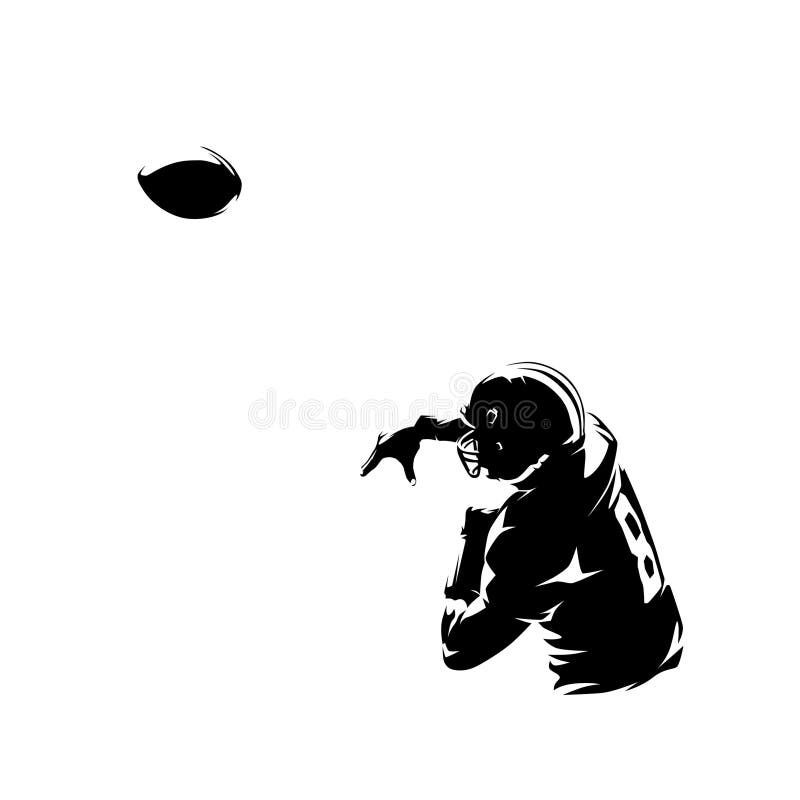 Football Player, Quarterback Throws Ball, Isolated Vector Silhouette ...