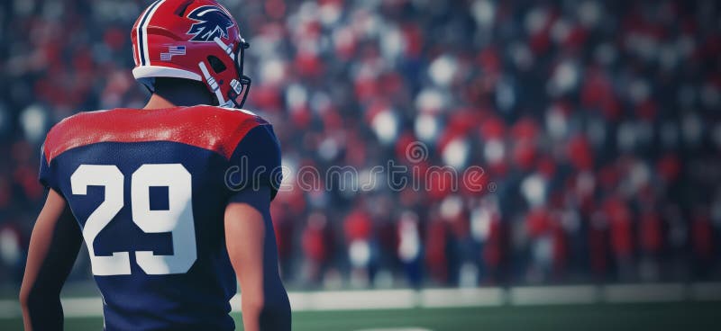 Football Player in Red and Blue Uniform with Number 29 on Field during ...