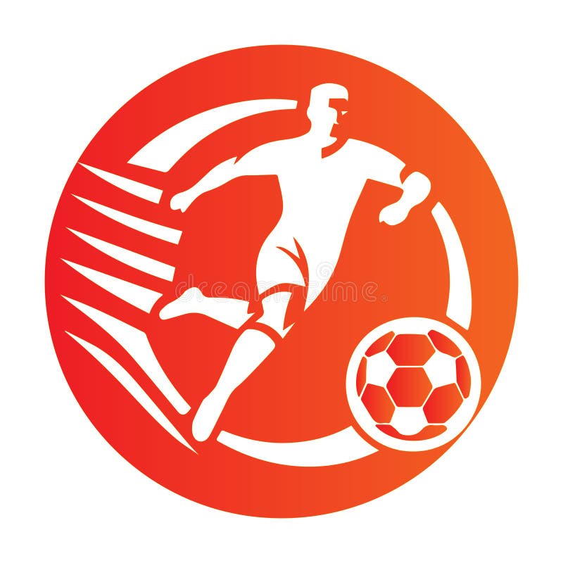 Football Player Running with Ball Inside a Shape of Circle Vector ...