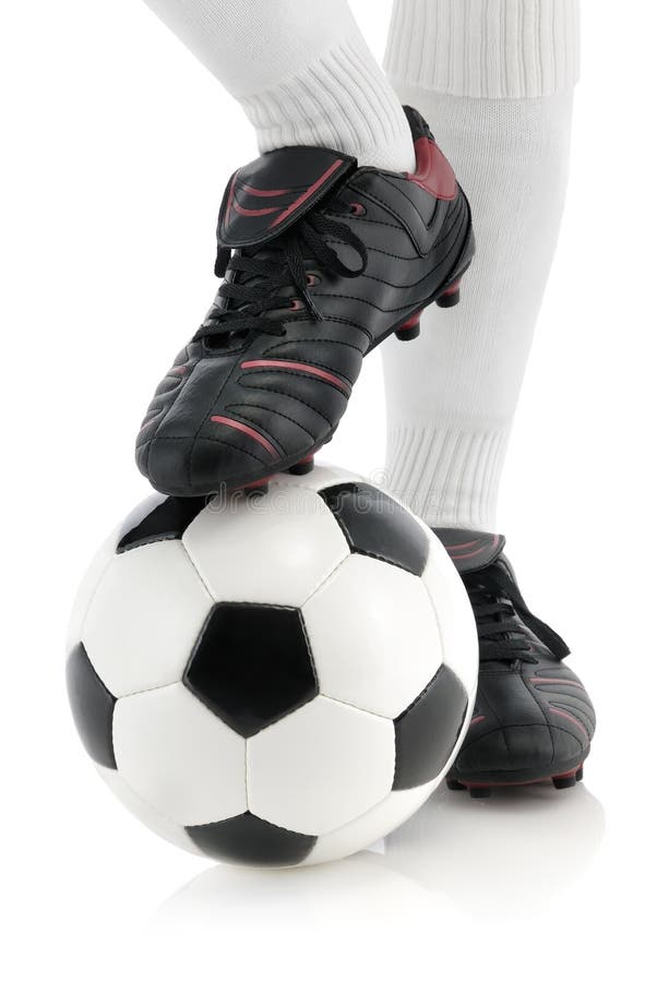 Football Player S Foot on the Ball Stock Photo - Image of hobby, team ...