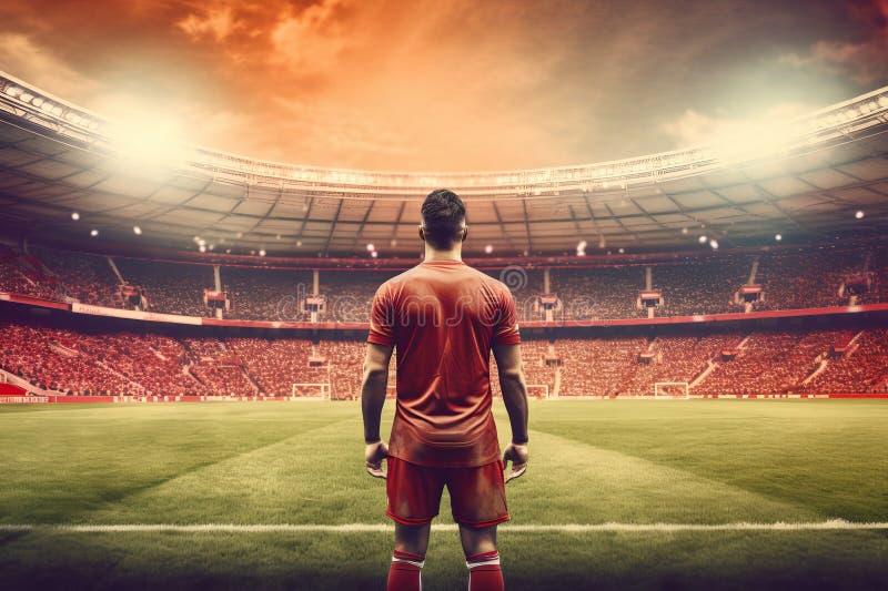 Football Player in the Stadium Rear View Stock Illustration ...