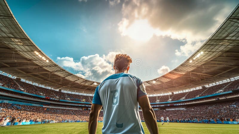 Football Player in the Stadium Rear View. Generative AI Stock ...