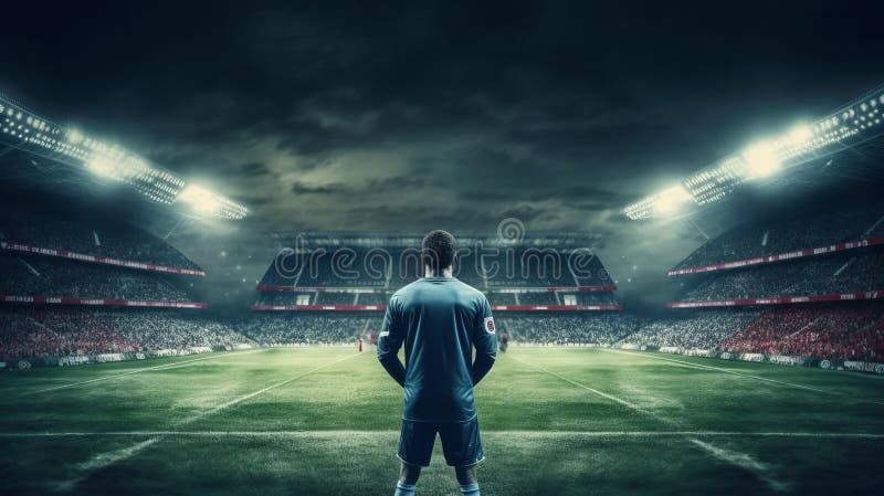 Football Player in the Stadium Rear View. Generative AI Stock ...