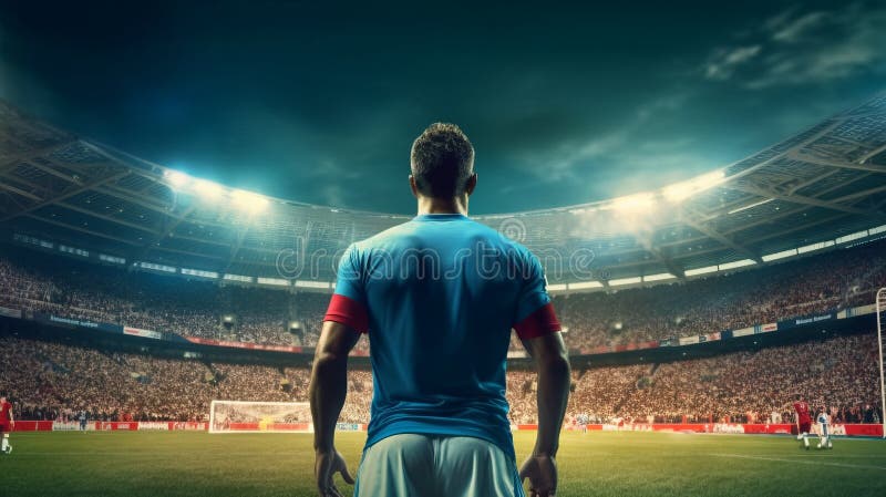 Football Player in the Stadium Rear View. Generative AI Stock ...