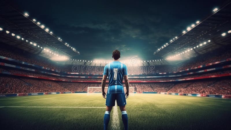 Football Player in the Stadium Rear View. Generative AI Stock ...