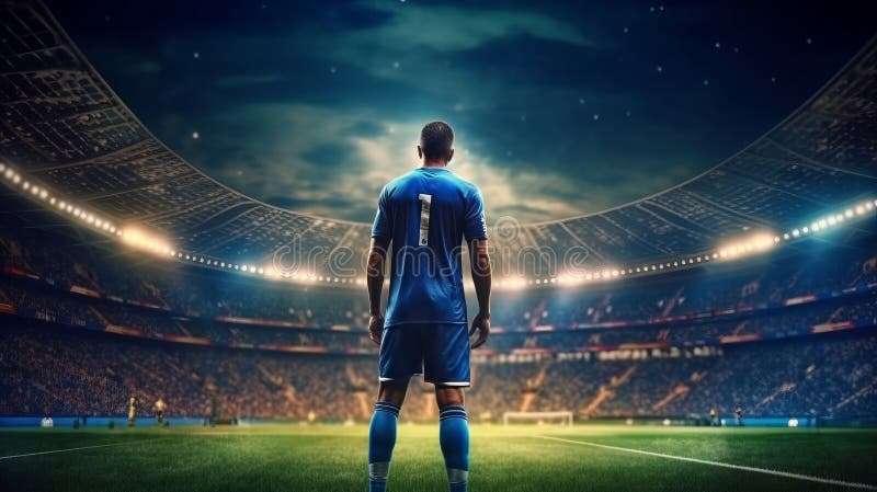 Football Player in the Stadium Rear View. Generative AI Stock ...