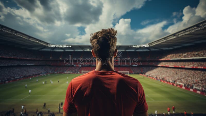 Football Player in the Stadium Rear View. Generative AI. Stock ...