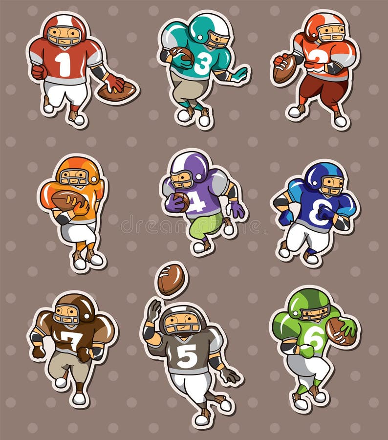 Football player stickers stock vector. Illustration of catch - 24552006
