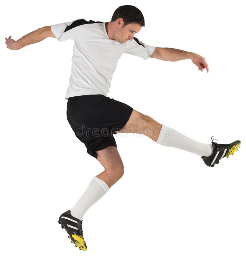 Man Soccer Football Player Flying Kicking Stock Photo - Image of sports ...