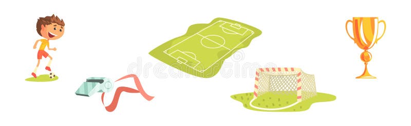 Football Professional Objects and Colorful Item Vector Set Stock ...