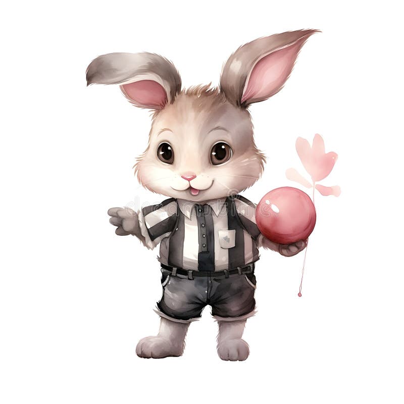 Football Referee Cute Bunny Blue Cute Bunny Watercolor Stock ...