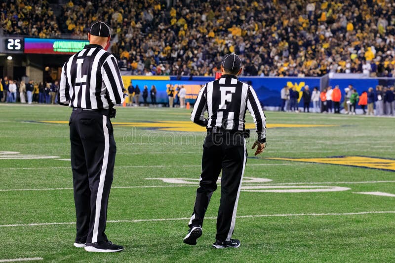 Football Referee and Head Linesman Standing on the Field during a Game ...