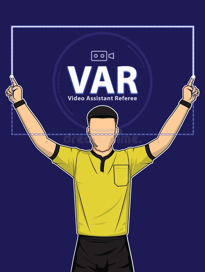 Football Referee Shows Video Assistant Referees Action Stock Vector ...