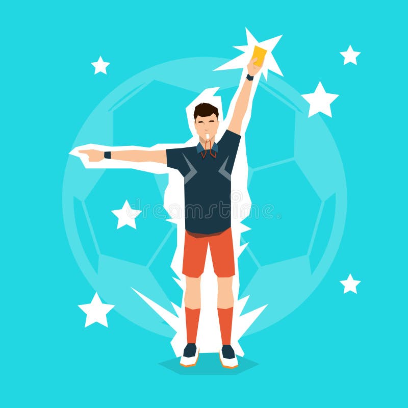 Football Referee Show Player Red Card Stock Vector - Illustration of ...