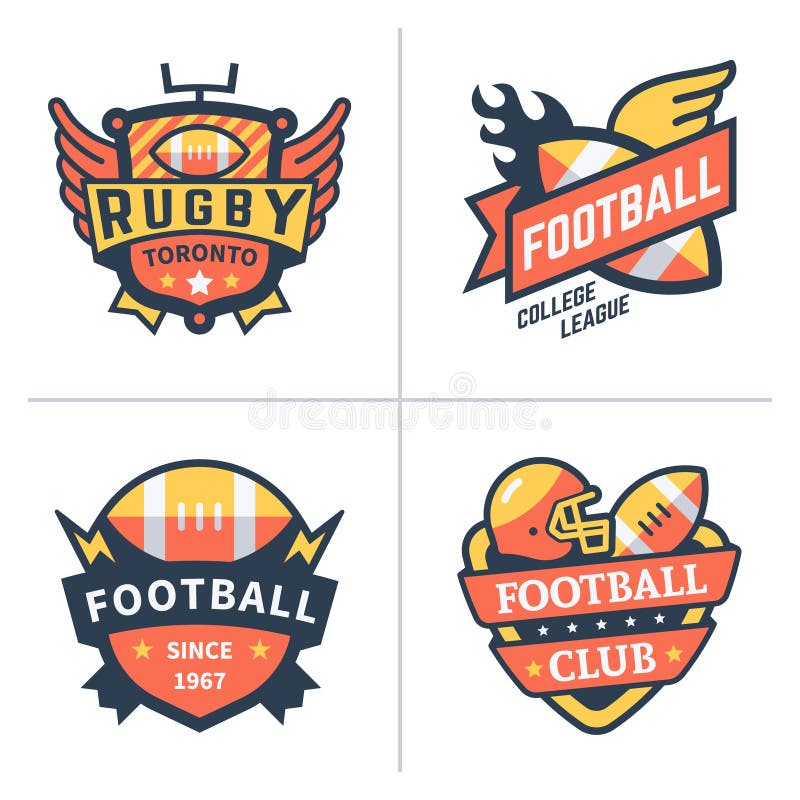 Football and rugby emblems stock vector. Illustration of retro - 54576825