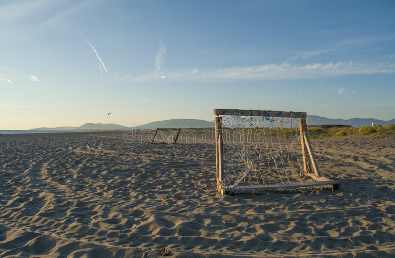 Football on the sand stock photo. Image of color, goal - 77820186
