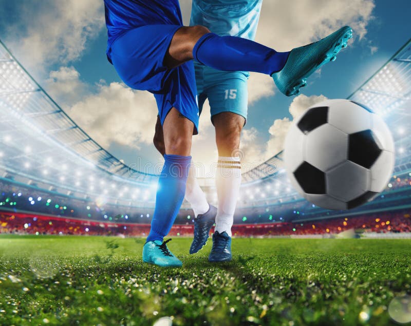 Football Scene with Competing Soccer Players at the Stadium Stock Photo ... Football Scene with Competing Soccer Players at the Stadium Stock Photo ...