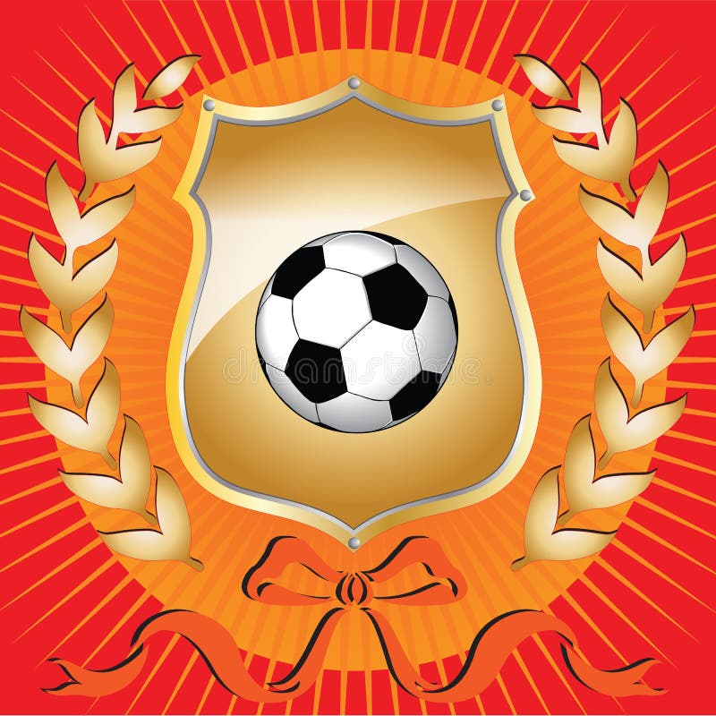 Football Club Shield Logo in Blue Shiny Frame & Ribbon Stock Vector ...