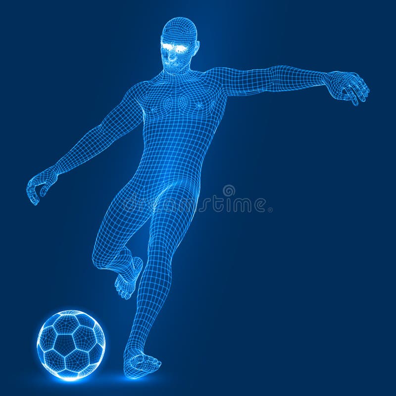 Football Shoot. 3d Wireframe Style Vector Illustration Stock Vector ...
