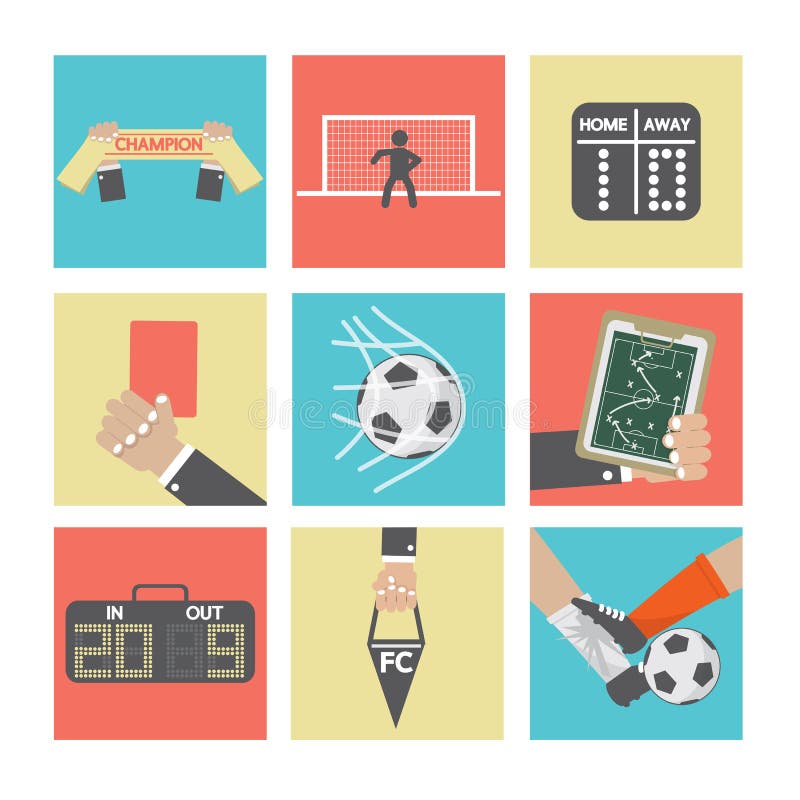 Football or Soccer Icons Set Stock Vector - Illustration of ...