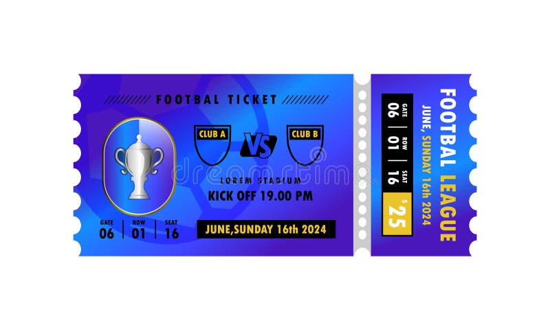 Football Sport Entry Ticket Template Design Stock Vector - Illustration ...
