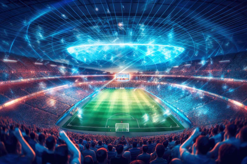 Football Stadium with Fans. the Concept of 5G, Augmented and Virtual ...