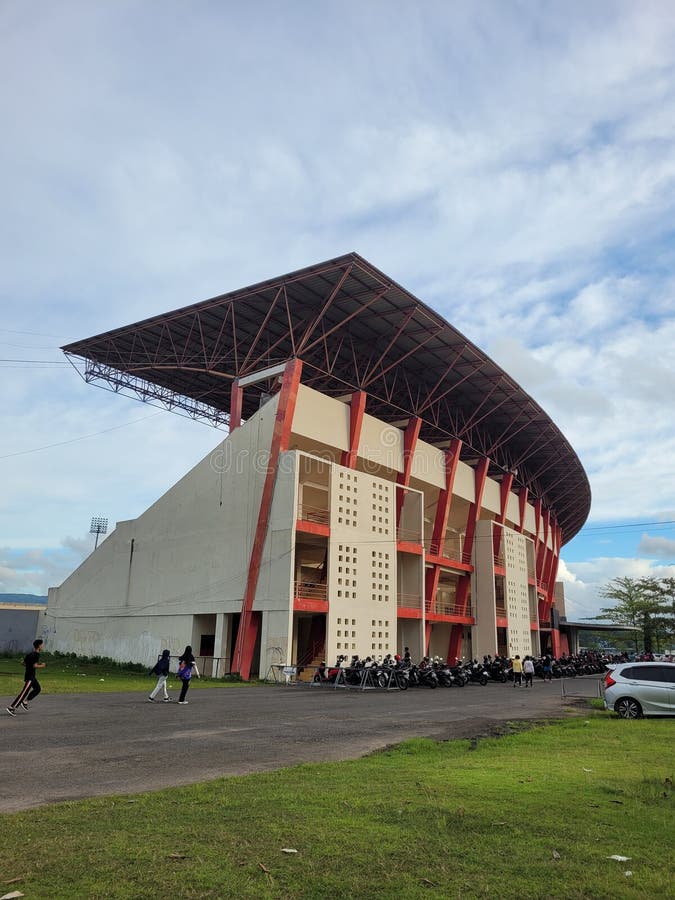 Football Stadium Half and Side View with Car Park Stock Photo - Image ...