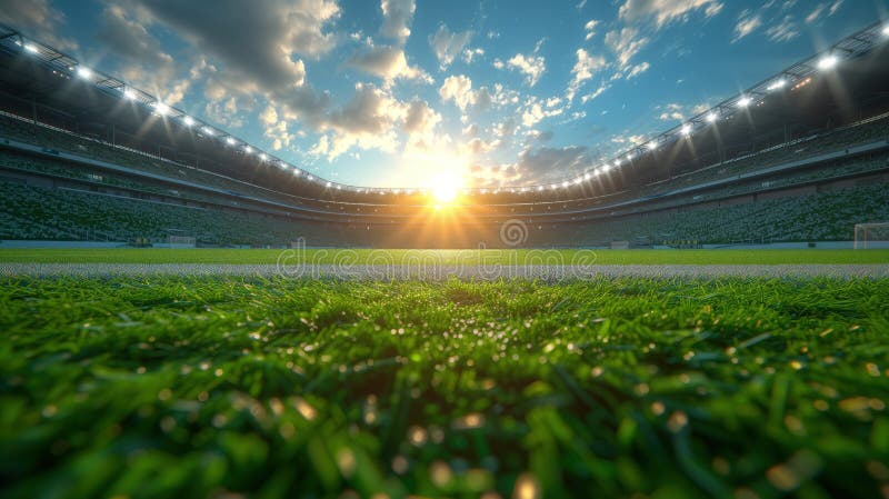 Football Stadium Inside View Stock Illustration - Illustration of grass ...
