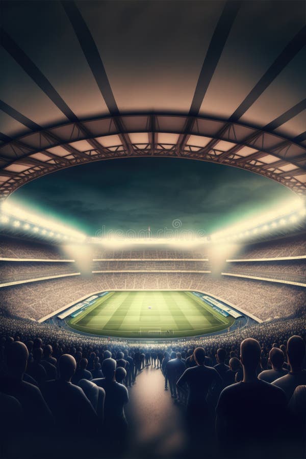 Football Stadium with Lights and Supporters Created Using Generative Ai ...