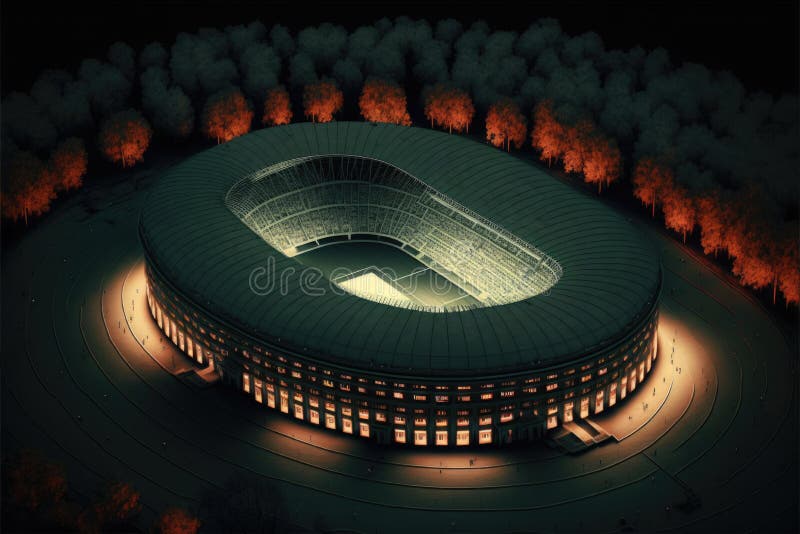 Football Stadium with Lights and Trees Created Using Generative Ai ...