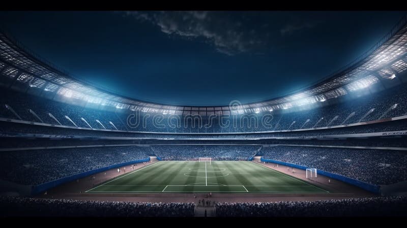 Football Stadium at Night. Generative AI Stock Illustration ...