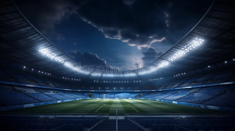 Football Stadium at Night. Generative AI Stock Illustration ...
