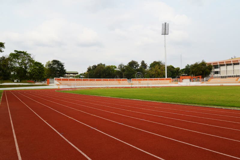 Football Stadium Running Track Lines Stock Photo - Image of clouds ...