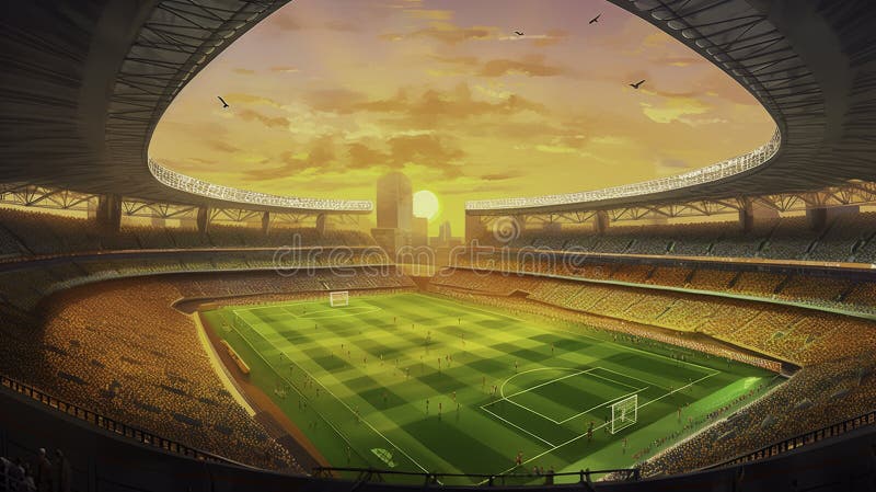 A Football Stadium with Sunset View, Created Using Generative Ai Tools ...
