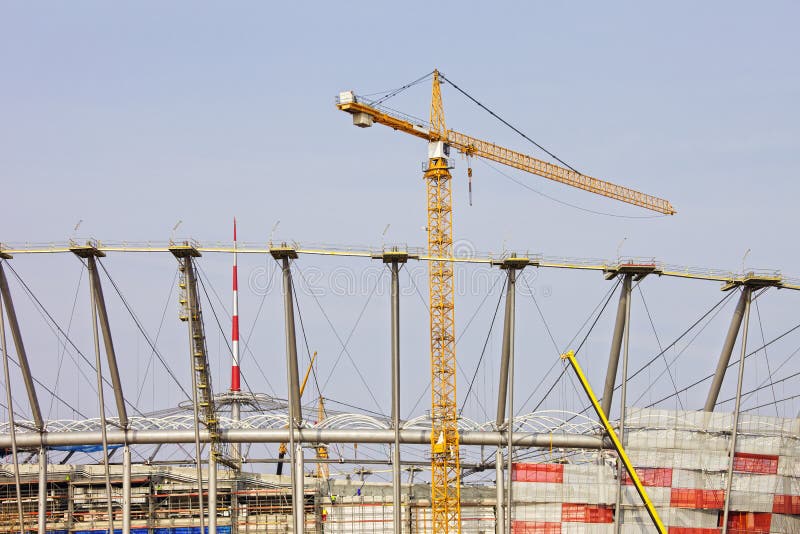 Football Stadium Under Construction Stock Image - Image of site ...