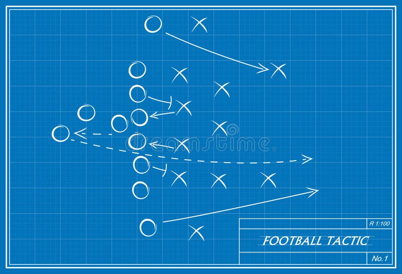 Football Tactic on Blueprint Stock Illustration - Illustration of ...