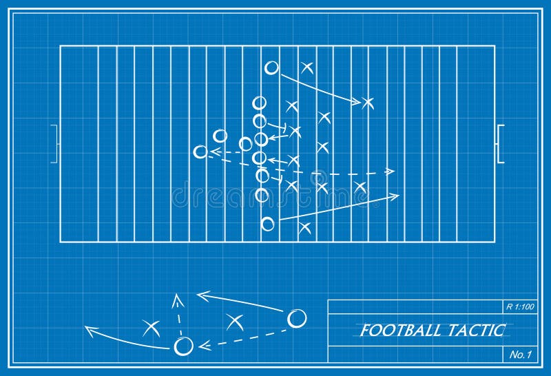 Football Tactic on Blueprint Stock Illustration - Illustration of ...